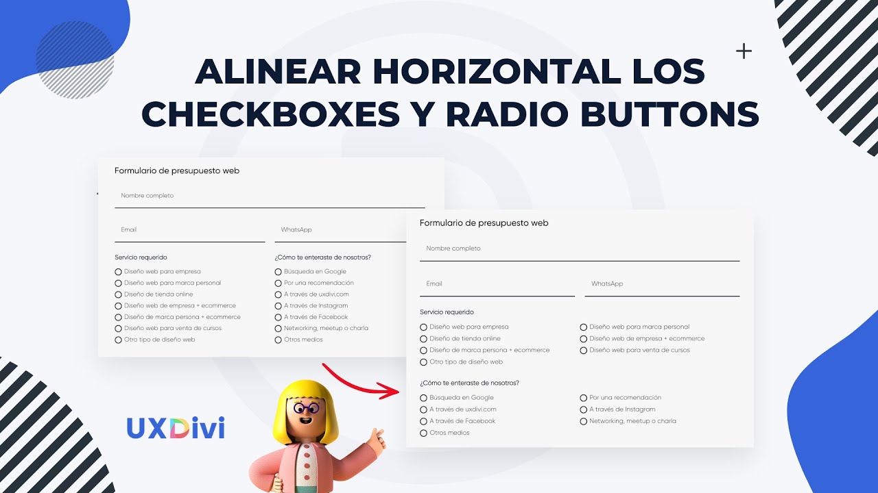🔥 TUTORIAL DIVI: alinear de forma HORIZONTAL los CHECKBOXES Y RADIO ...