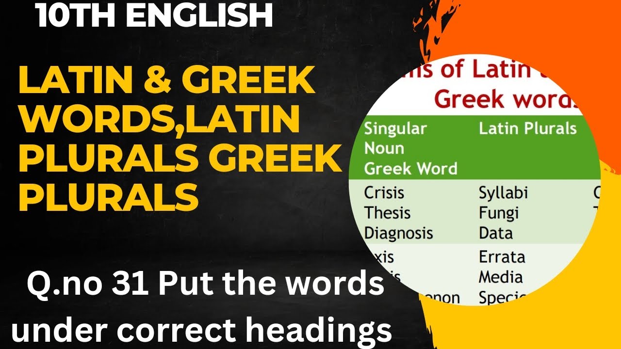 🏆💐👍10th English 2nd Unit Latin, Greek Words,Latin Plurals, Greek ...
