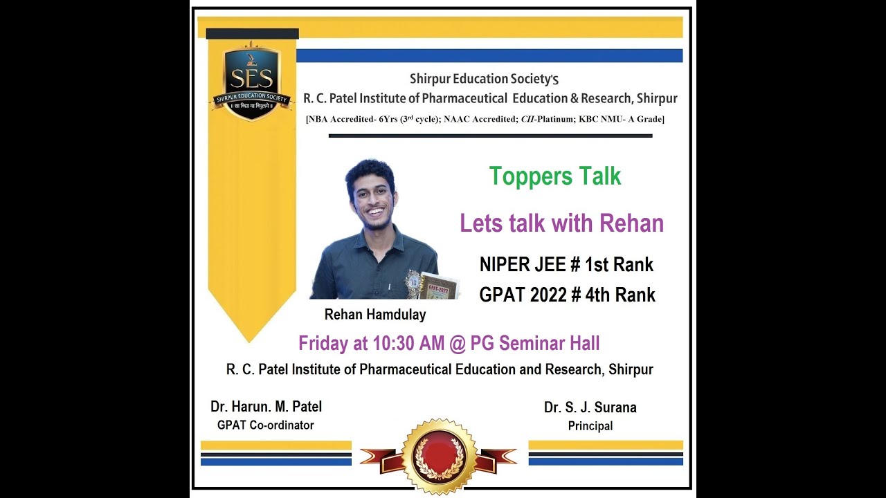 Toppers Talk With Rehan NIPER JEE 1st Ranker And GPAT 2022 4th toppers-talk-with-rehan-niper-jee-1st-ranker-and-gpat-2022-4th