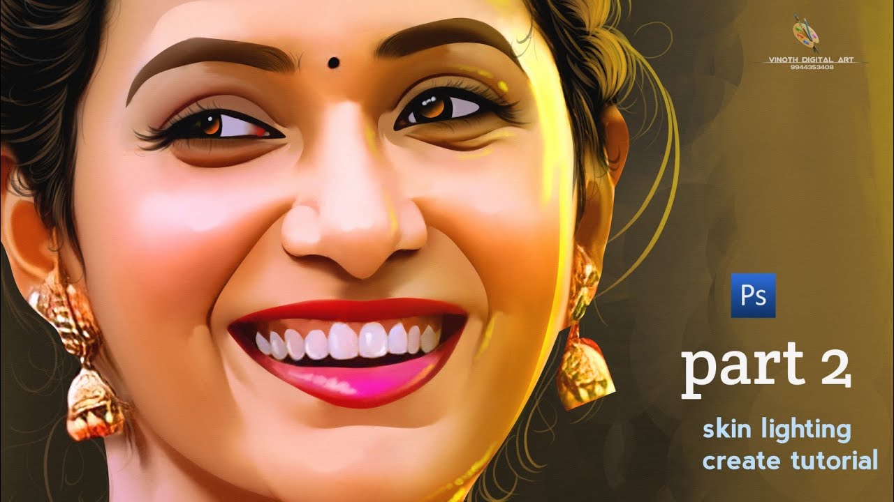 part 2 skin lighting create tutorial vinoth digital art - YouTube