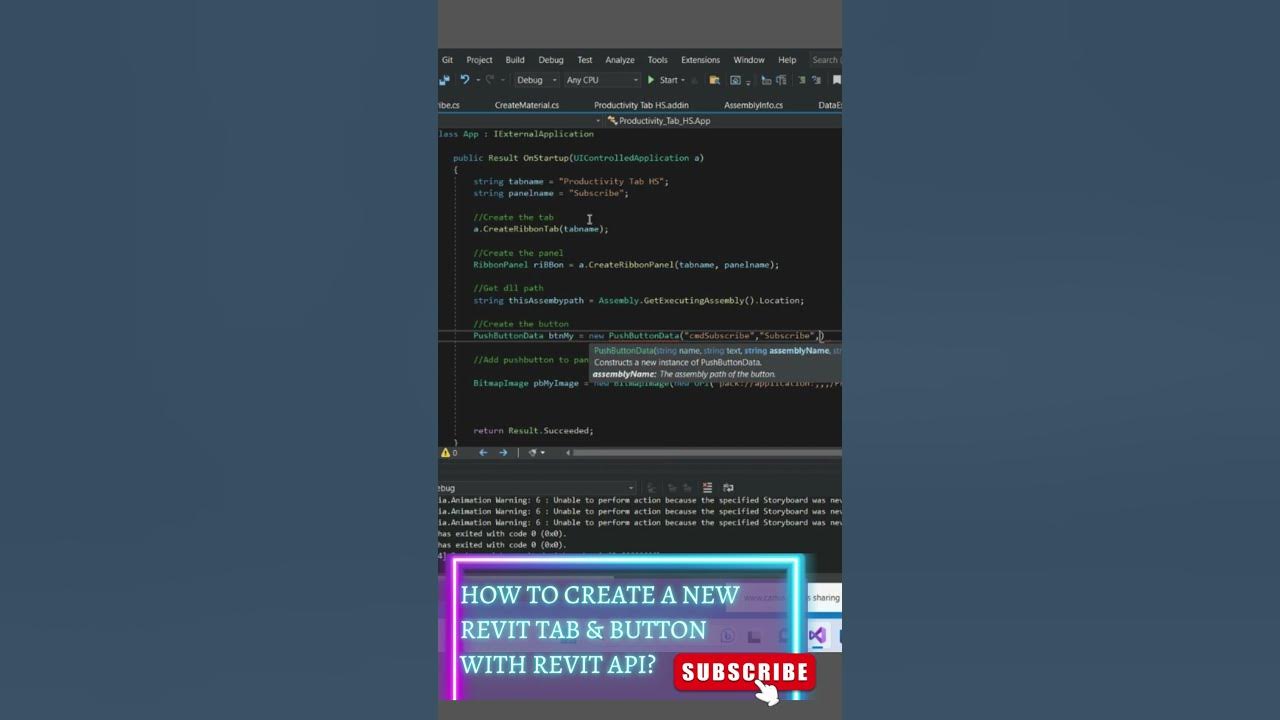 HOW TO CREATE A NEW REVIT TAB & BUTTON WITH REVIT API - YouTube