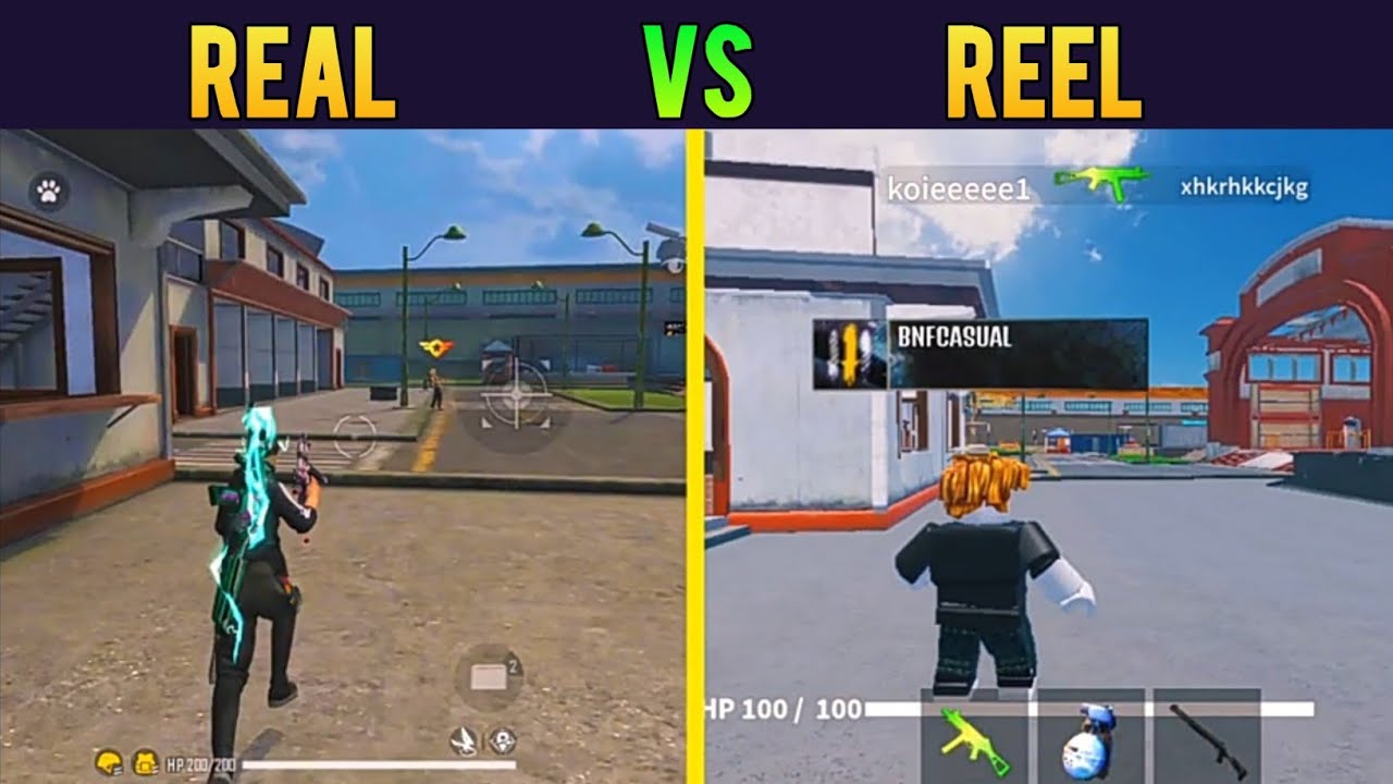 REAL VS REEL [ FREE FIRE VS ROBLOX ] - GARENA FREE FIRE - YouTube