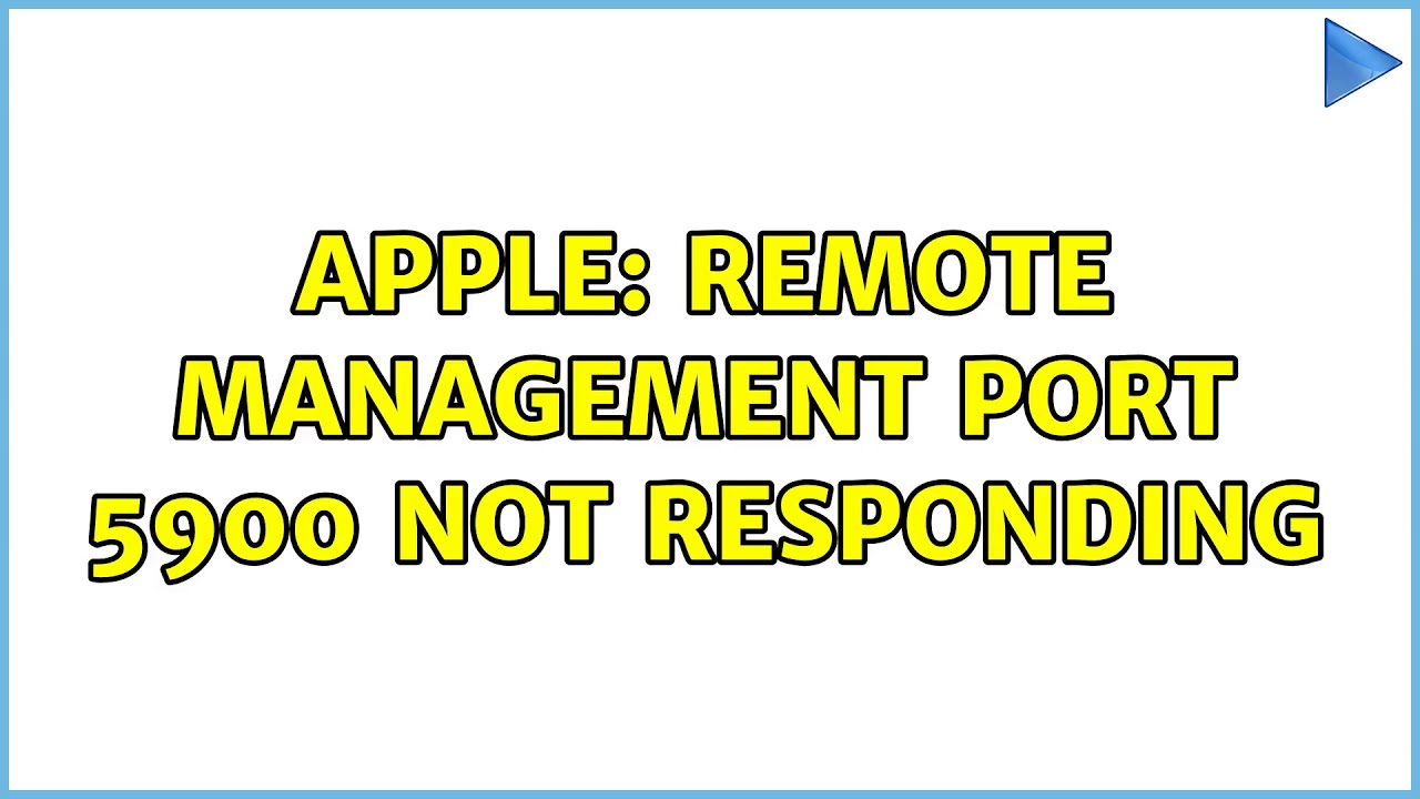 Apple: Remote Management Port 5900 Not Responding - YouTube