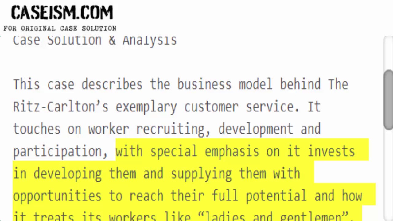 The Ritz-Carlton: Managing The Mystique Case Solution & Analysis Caseism.com - YouTube