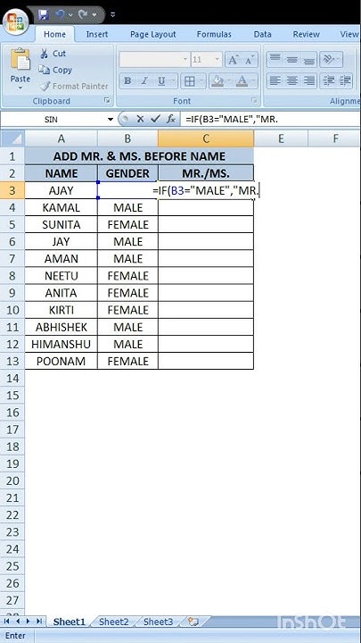Add Mr & Ms before name | Excel me Mr. aur Ms kisi bhi name se phele kaise lagaye | #excel # ...