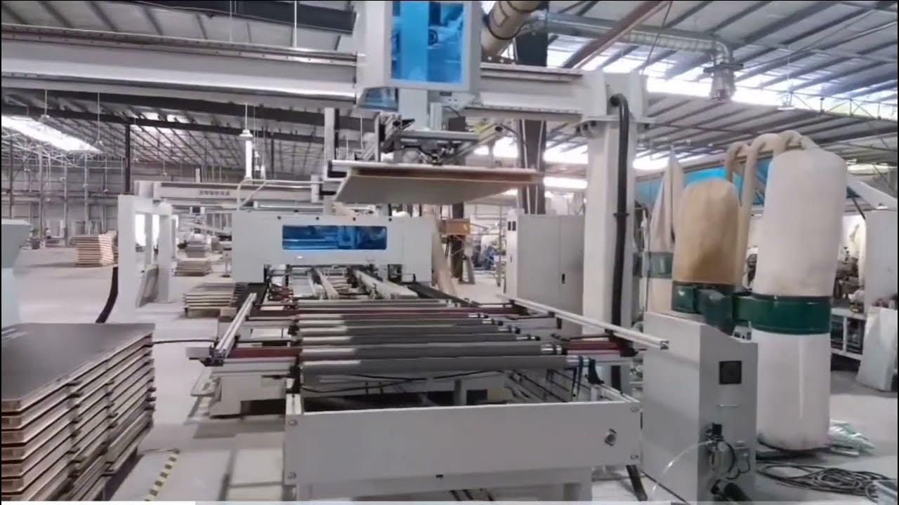 SUDIAO Wood Door CNC Sizing Machine With Auto Loading Unloading Gantry - YouTube