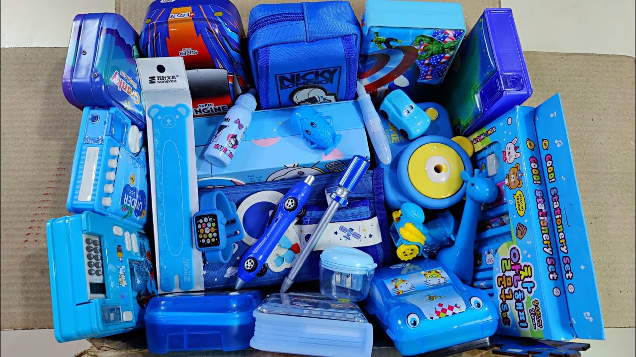 grate blue stationery collection, pencil case, pen, pencil, eraser ...