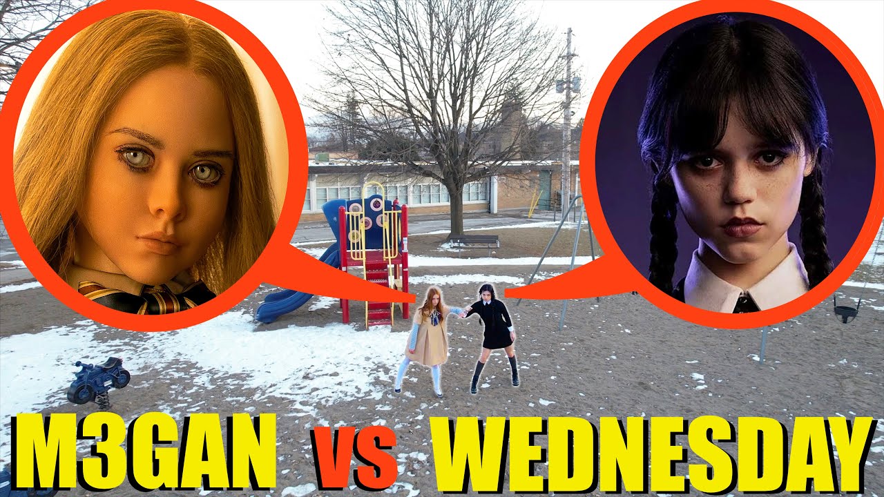 if you see Wednesday Addams vs M3GAN at haunted park RUN! (we found her ...