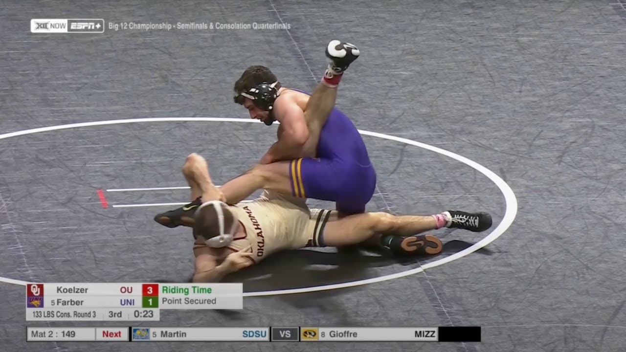 133lbs Jace Koelzer (Oklahoma) vs Julian Farber (UNI) - YouTube