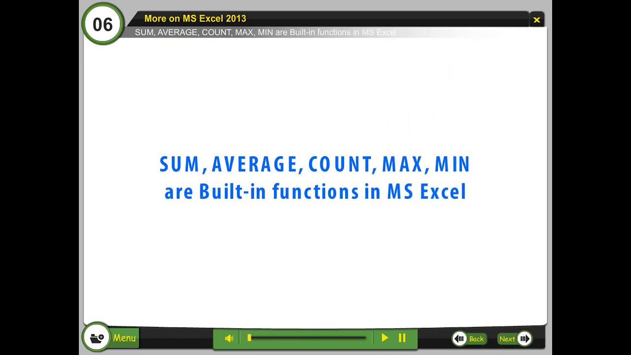 Class 6 Chapter 6 More on Ms Excel 2013 Part 2 - YouTube