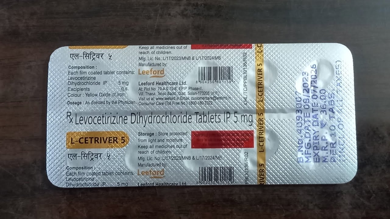 L-CETRIVER 5|Levocetirizine Dihydrochloride Tab. IP 5mg|Allergic ...