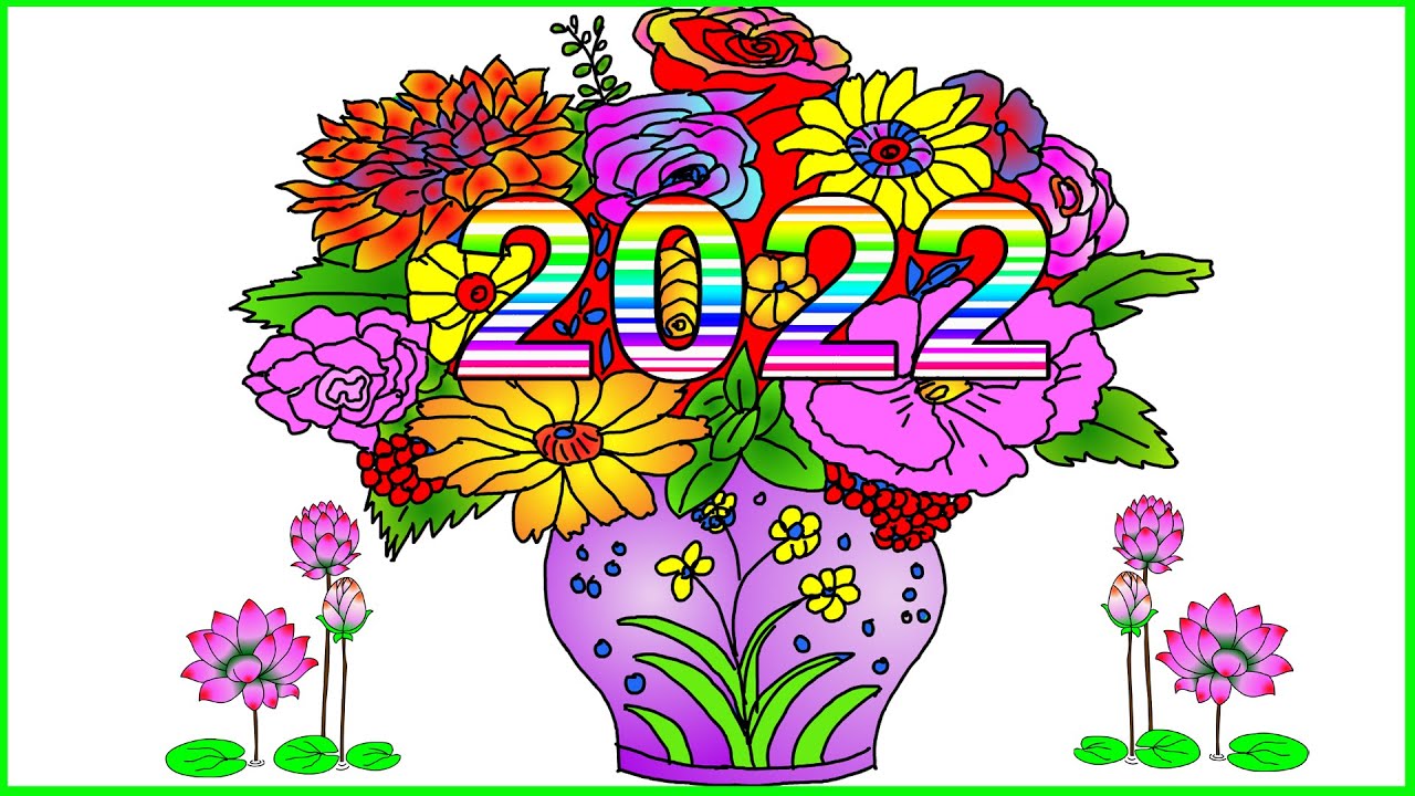 Lovely Flowers-Welcome to 2022-New Year Drawing-Easy 2022-ART- Nagender ...