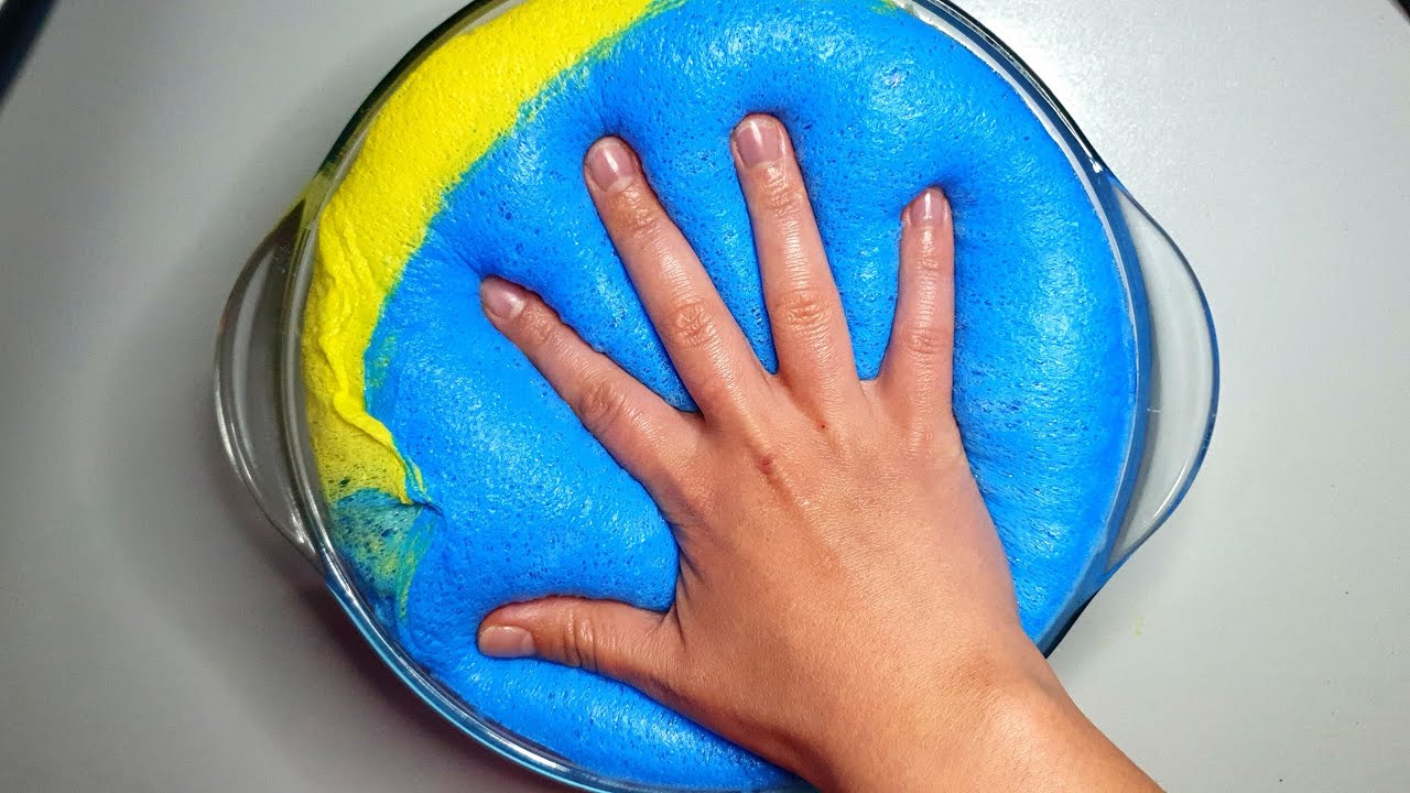 Bubbly Slime 2 culori Pufos Uscat💙💛 Dried Slime / Satisfying & Relaxing ...