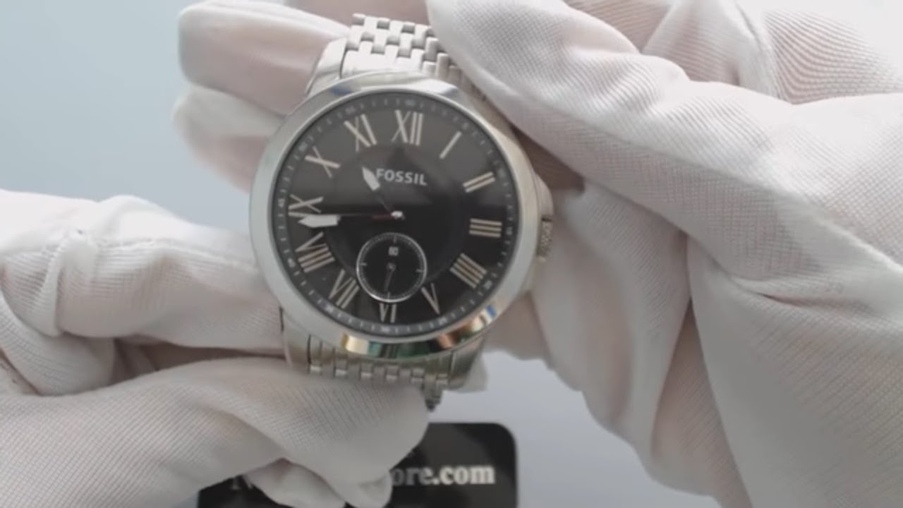 Men's Fossil Grant Slim Stainless Steel Watch FS4944 - YouTube