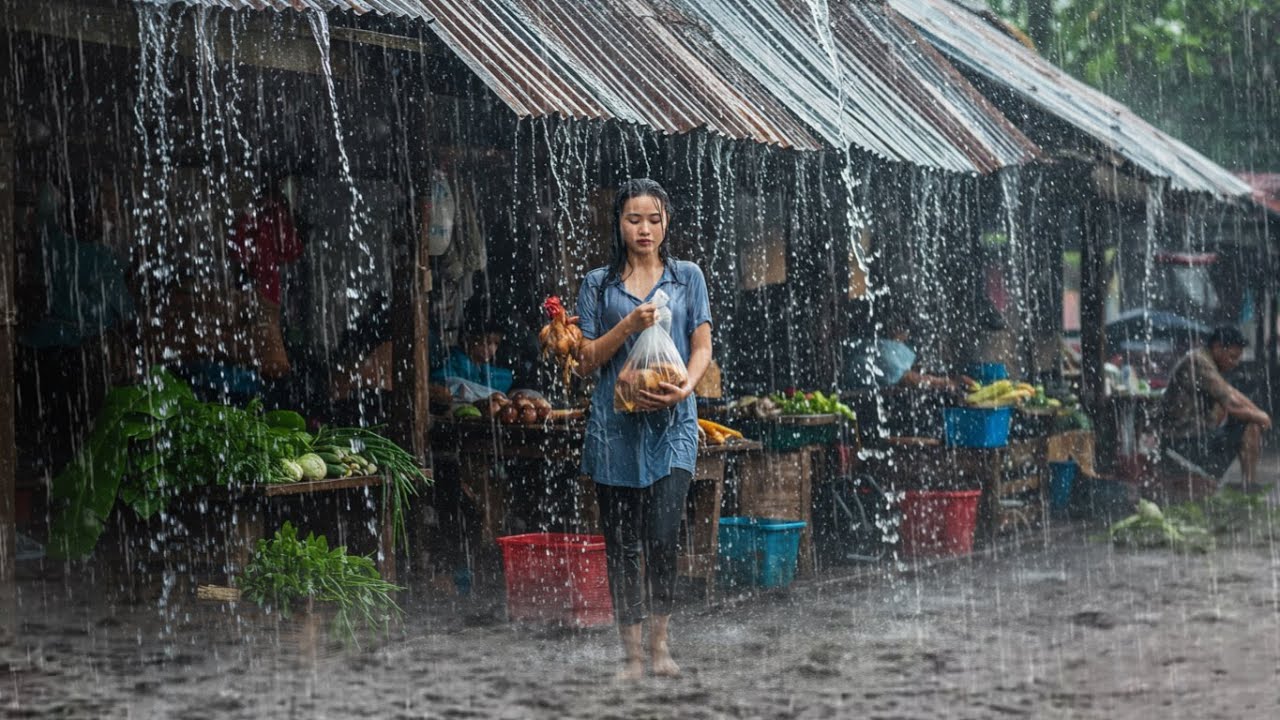 super heavy rain, extreme thunderstorms and strong winds in my village ...