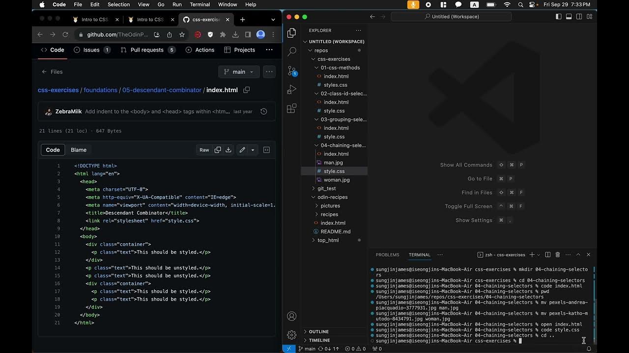 #3 | 05-descendant-combinator (CSS Exercises) | Intro to CSS | The Odin Project | Walkthrough ...