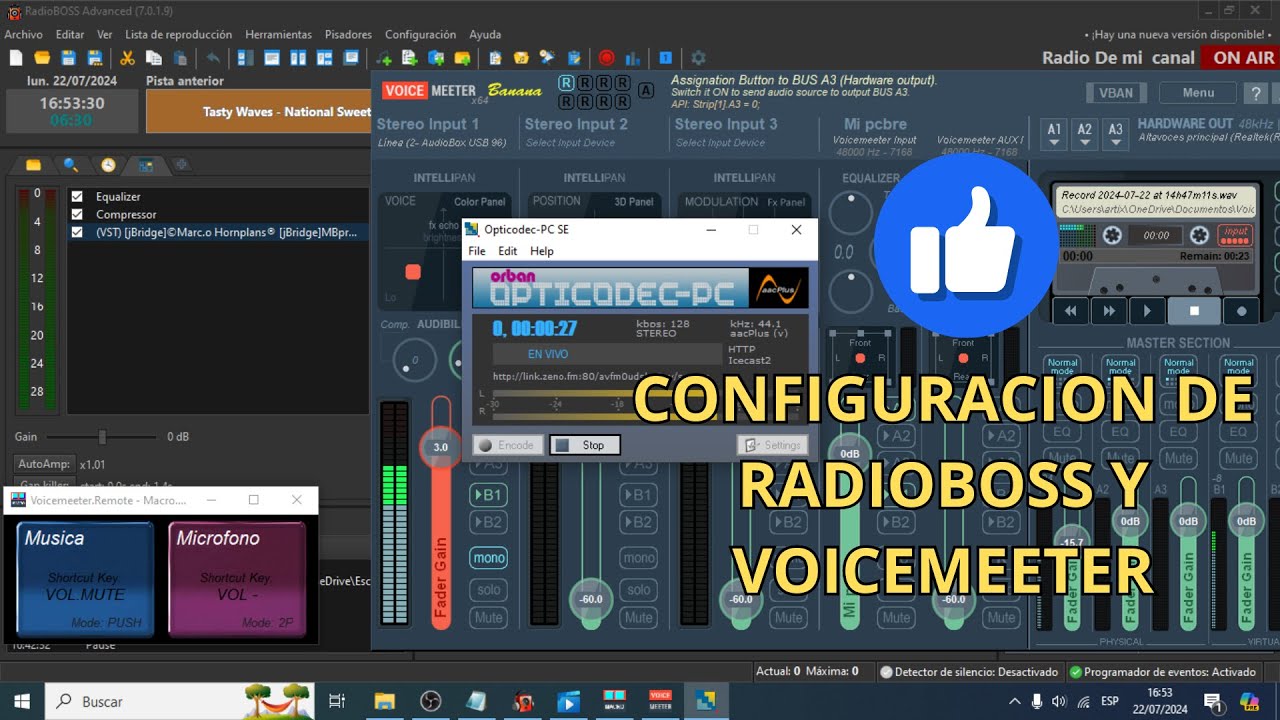 CONFIGURACIÓN BÁSICA DE RADIOBOSS 7.0.1.9 CON VOICEMEETER - YouTube