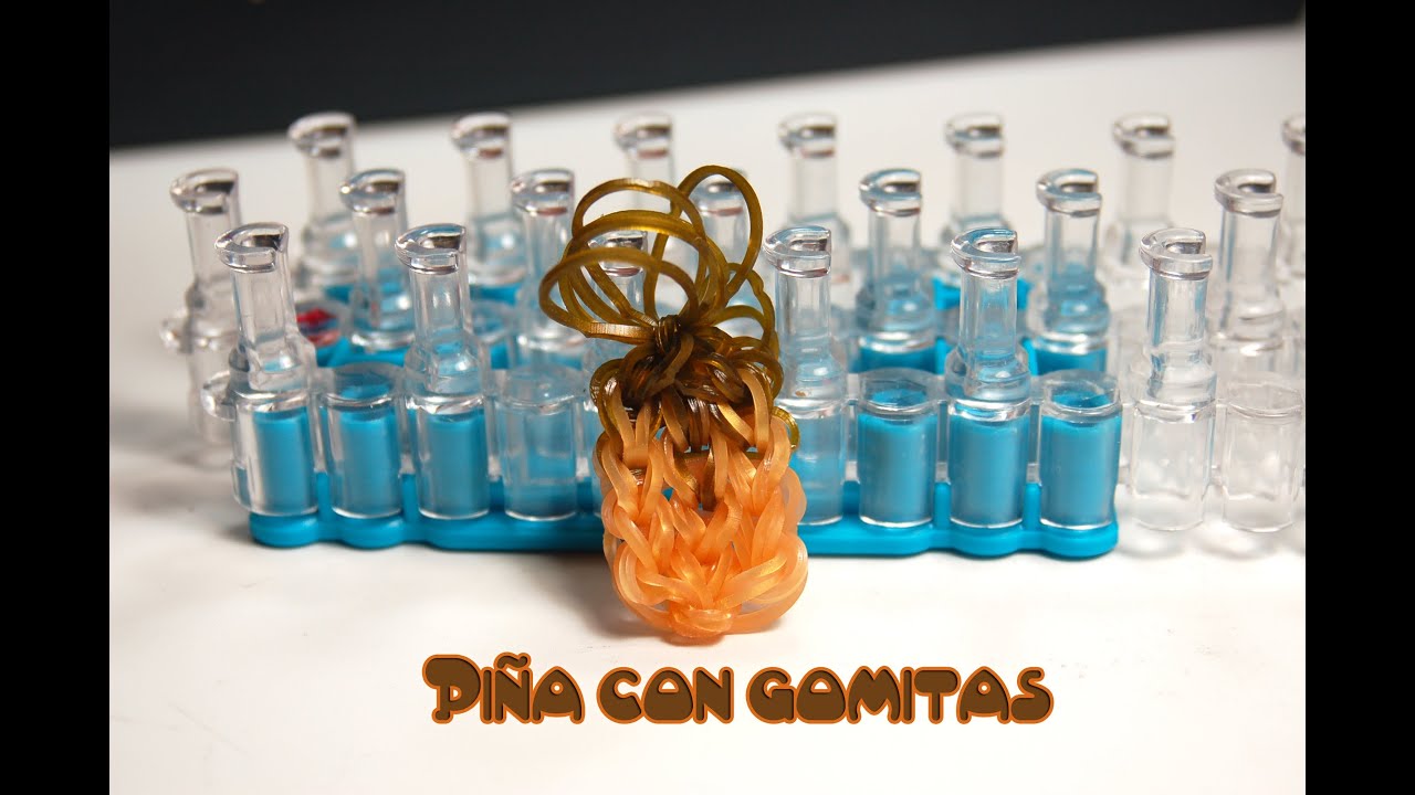 Piña con gomitas / pineapple rainbow loom - YouTube