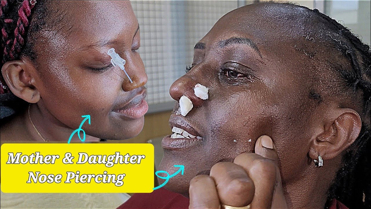 Mother and daughter get nose piercings together. - YouTube