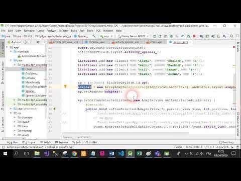 Android & Java - TP7 – ArrayAdapter simple - Part6 - Spinner (suite) - YouTube