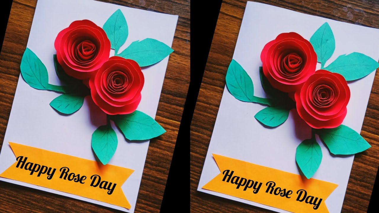 Rose day card making idea /Handmade rose day greeting card /easy and ...