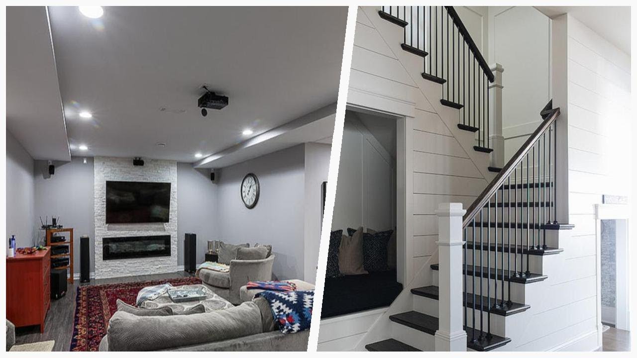 75 Transitional Gray Basement Design Ideas You'll Love 🌈 - YouTube