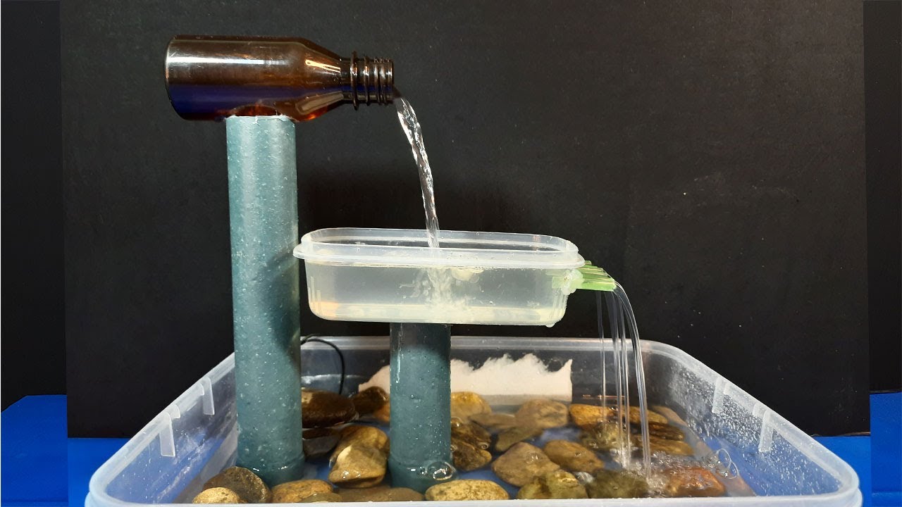 Plastic bottle waterfall fountain making at home - YouTube