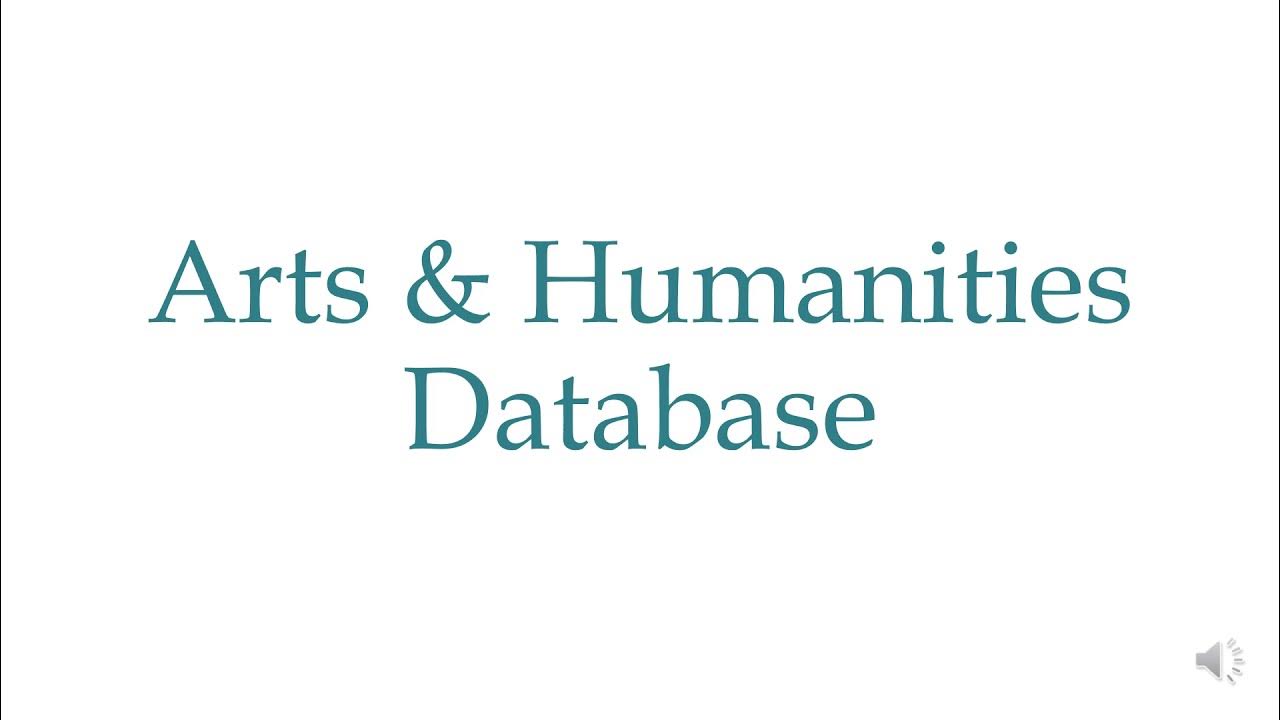 Arts and Humanities Database Instructions - YouTube