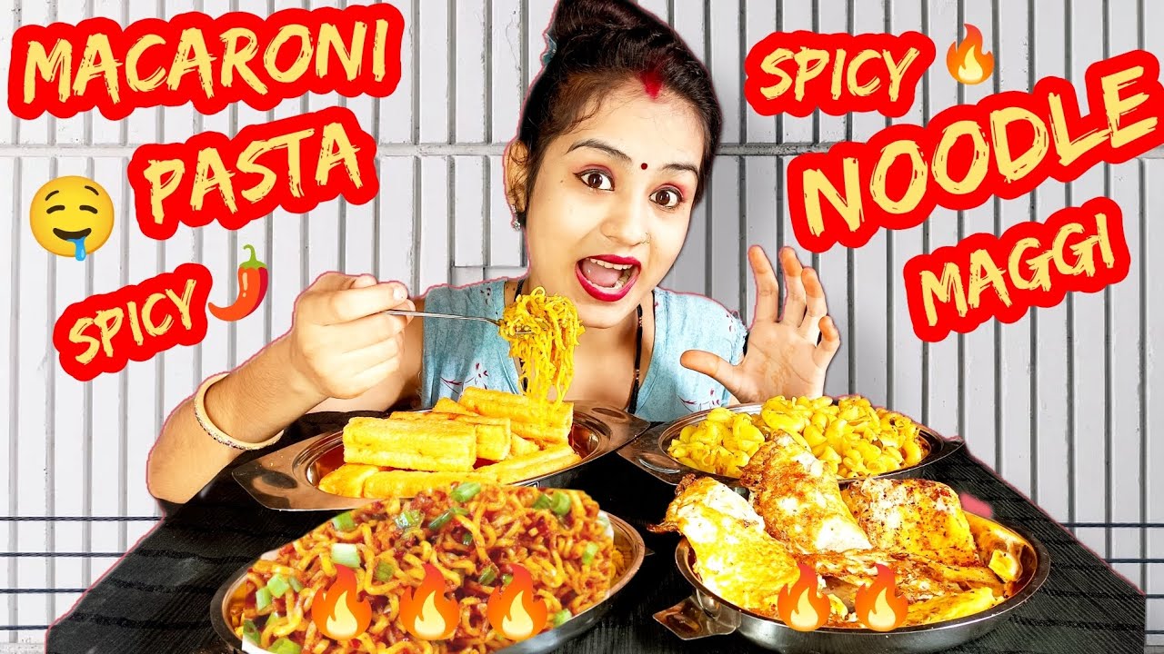 EATING KOREAN NOODLE, SPICY MACRONI, TOP RAMEN, YIPEE NOODEL, MAGGIE I ...