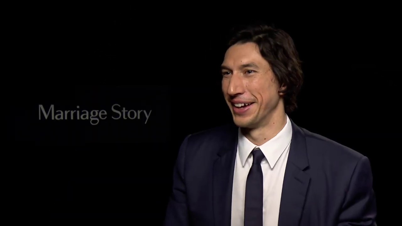 Adam Driver: Marriage Story - food in his teeth and games - YouTube