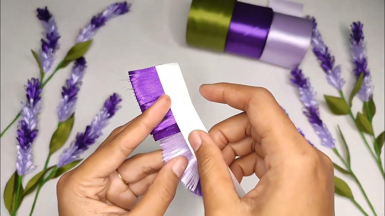 DIY| Tutorial Lavender Satin Ribbon Flower - YouTube
