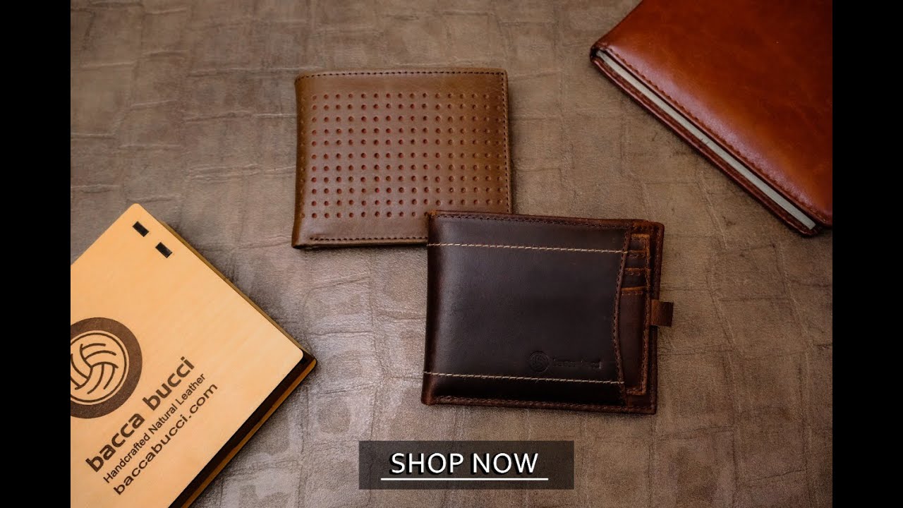 Bacca Bucci Leather Series RFID Blocking Punched Bifold Wallet for Men ...