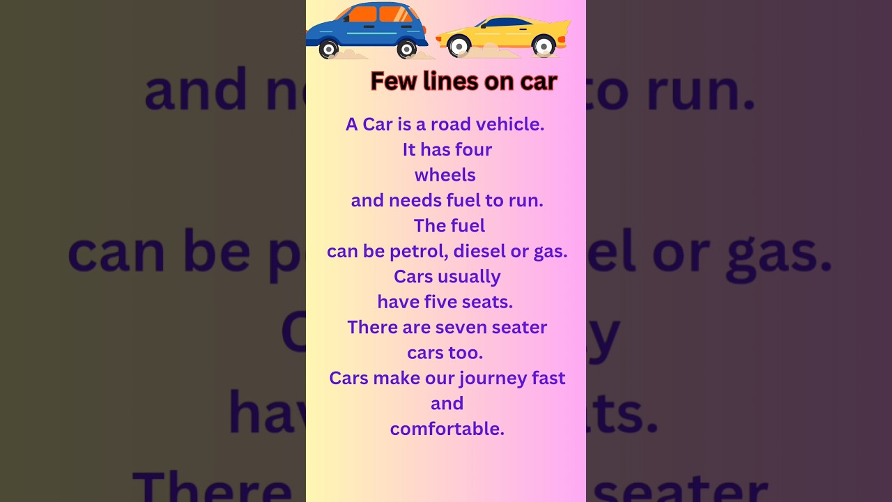 short essay on car!! few lines on car - YouTube