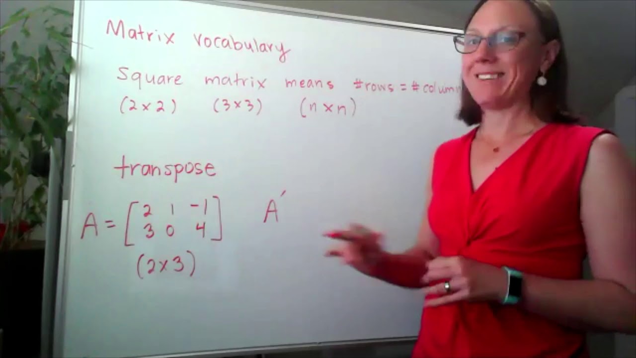 Matrix vocabulary: Identity, transpose, symmetric - YouTube