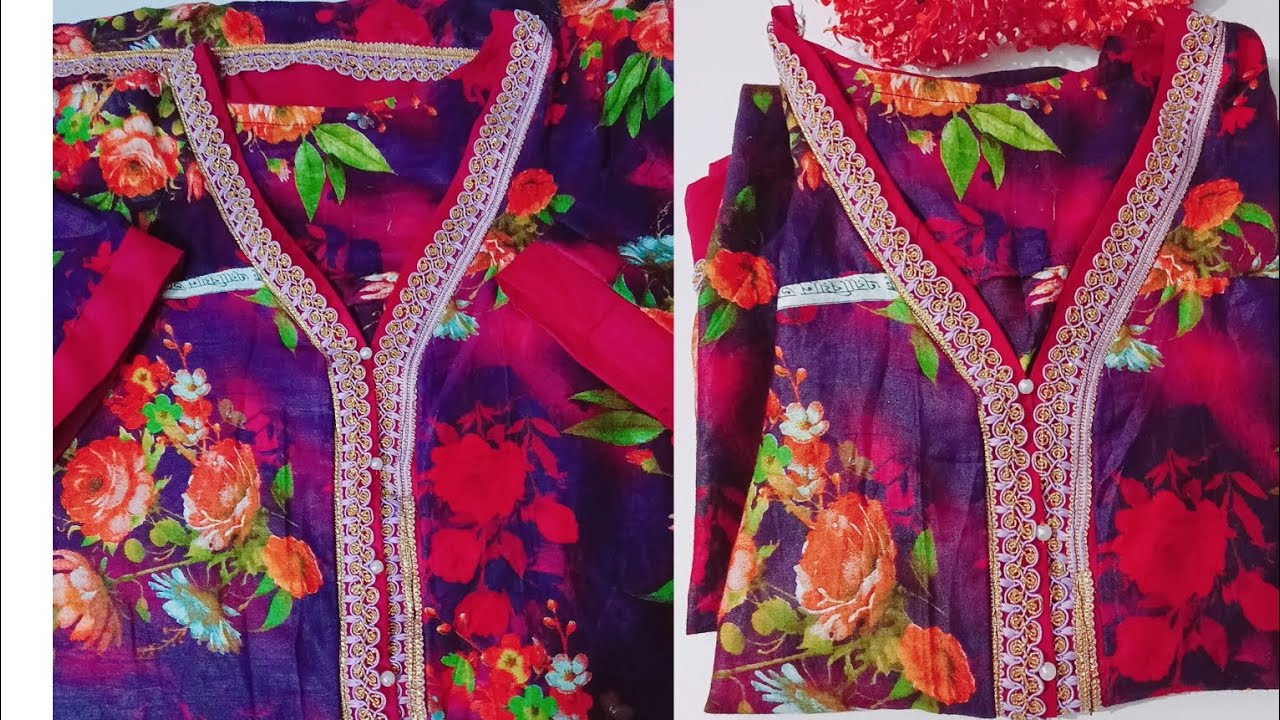 v neck design cutting and stitching.chinese neck design. - YouTube