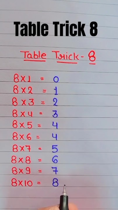 Table trick 8😊😅 #tablelearningtrick #tabletrick #mathsproblems # ...