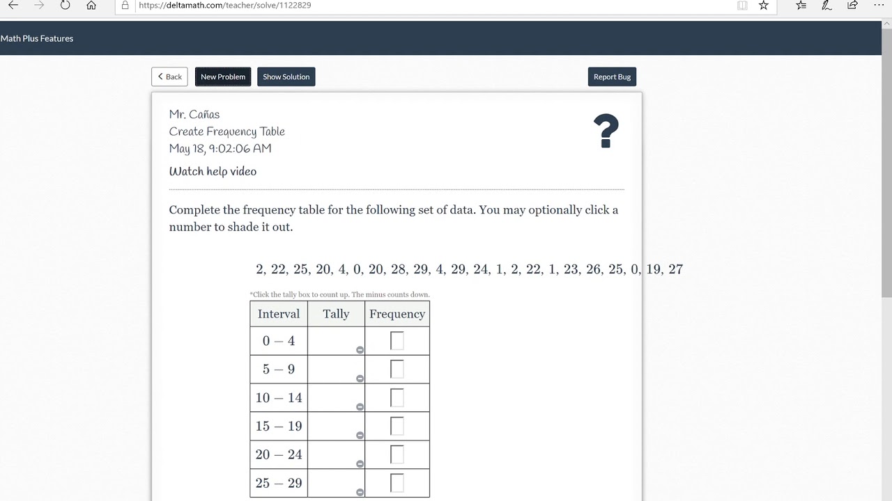 Delta Math Making Frequency Tables - YouTube