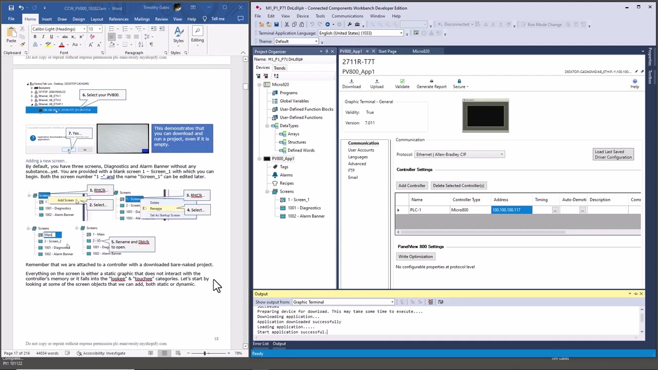 Panelview800 Micro800 Projects P1a - Connected Components Workbench P1 ...