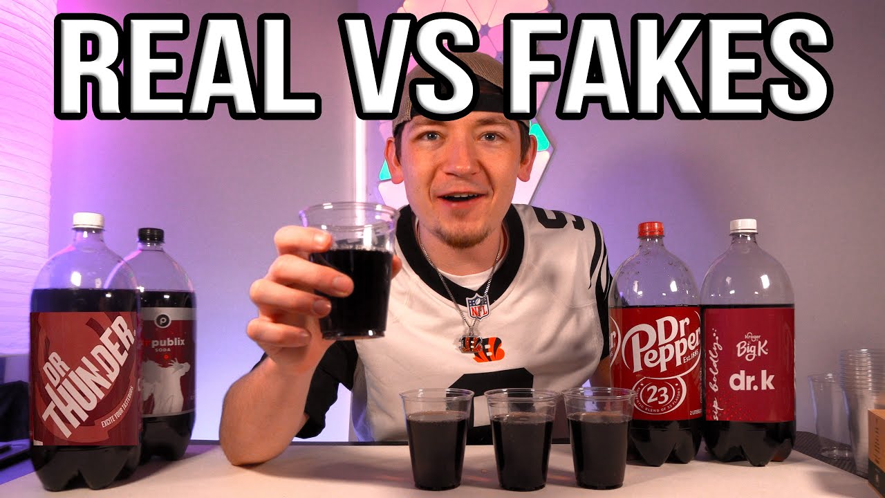 REAL vs FAKE: Dr Pepper vs Knockoffs Taste Test (Dr Thunder, Dr Kroger ...