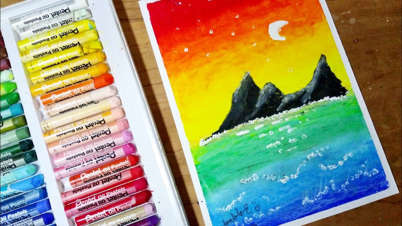HOW TO MAKE BEAUTIFUL SUNSET WITH OIL PASTELS / DRAWING LANDSCAPE #20 ...