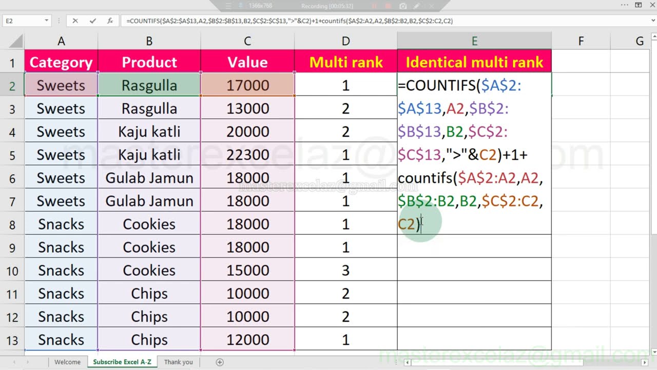 Identical multi rank trick in excel - YouTube