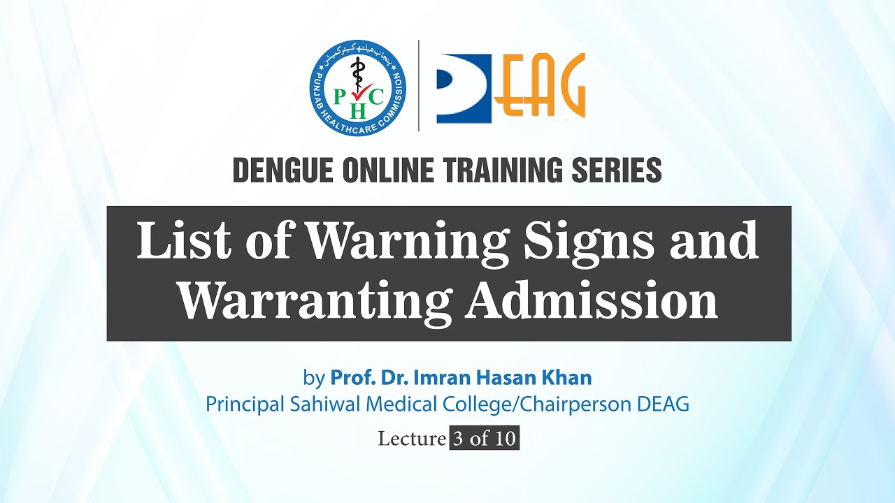 List of Warning Signs by Prof Imran Hassan at training by the PHC and ...