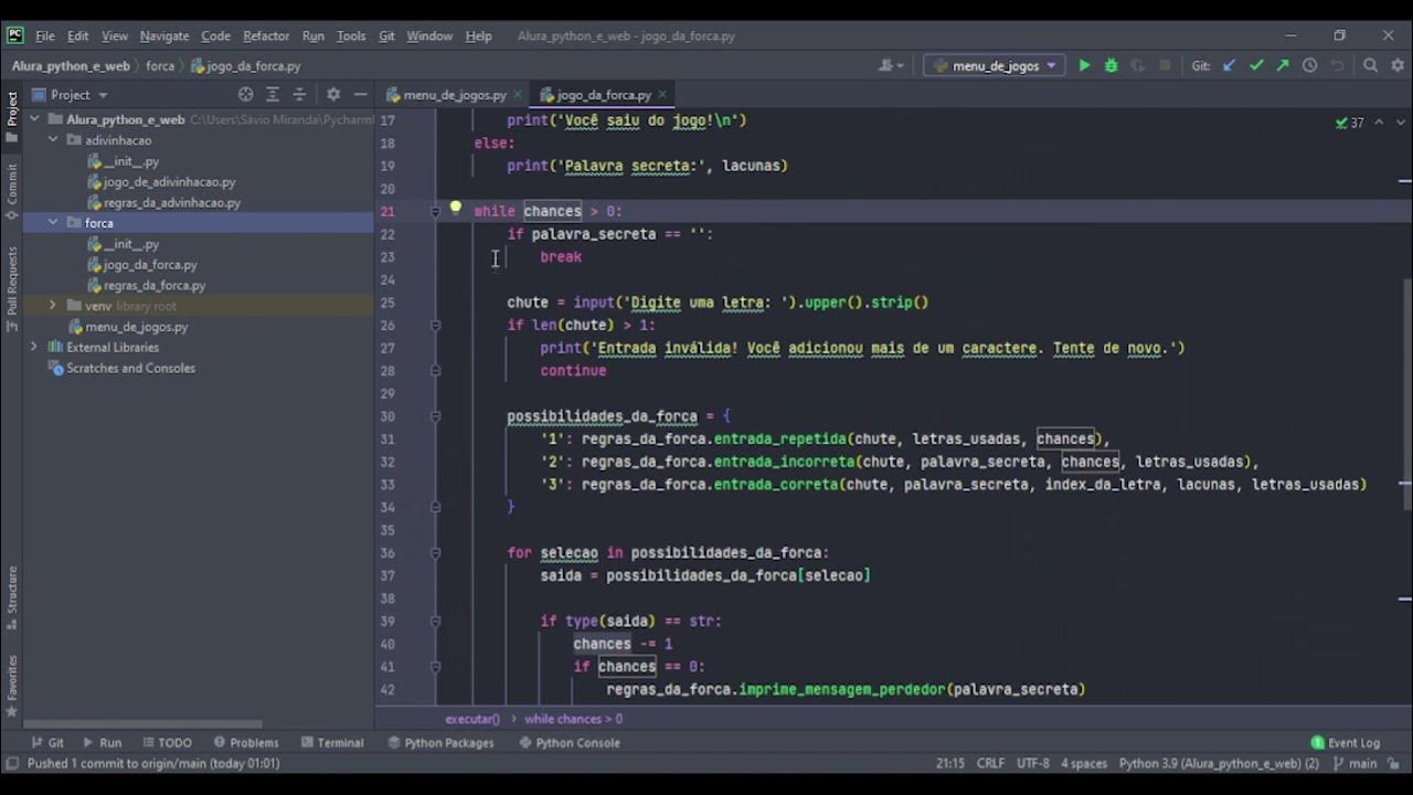 Demonstração de código e experiência - Curso de Python 3 da Alura ...