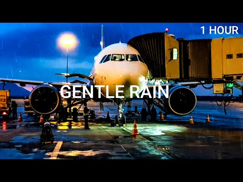 1 HOUR GENTLE RAIN ON AIRPORT | SOOTHING AND RELAXING SOUNDS
