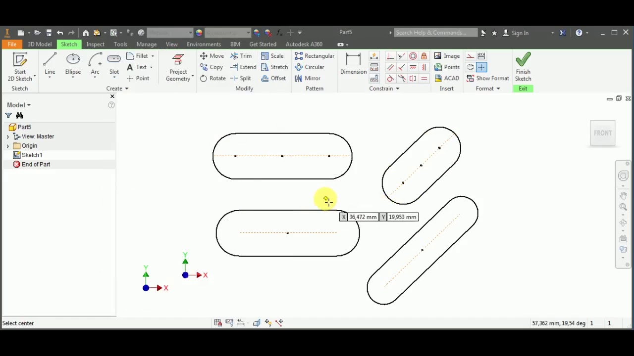 autodesk inventor sketch7-slot - YouTube