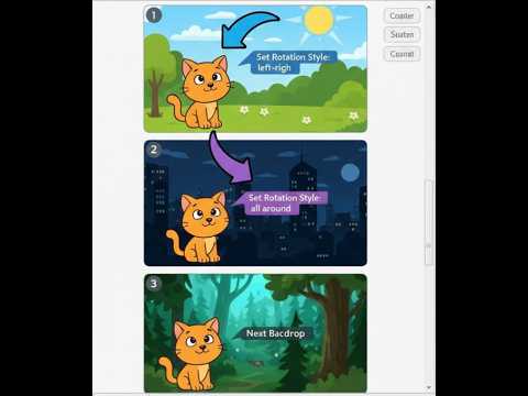 19 - تحكم في اتجاه الشخصية + تغيير المشاهد في Scratch وشرح Set Rotation ...