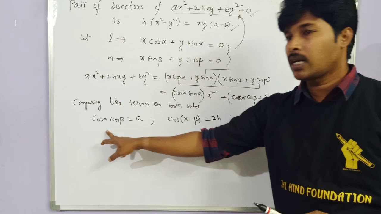 EQUATION OF ANGLE BISECTORS OF A GIVEN PAIR OF STRAIGHT LINES - INTER ...