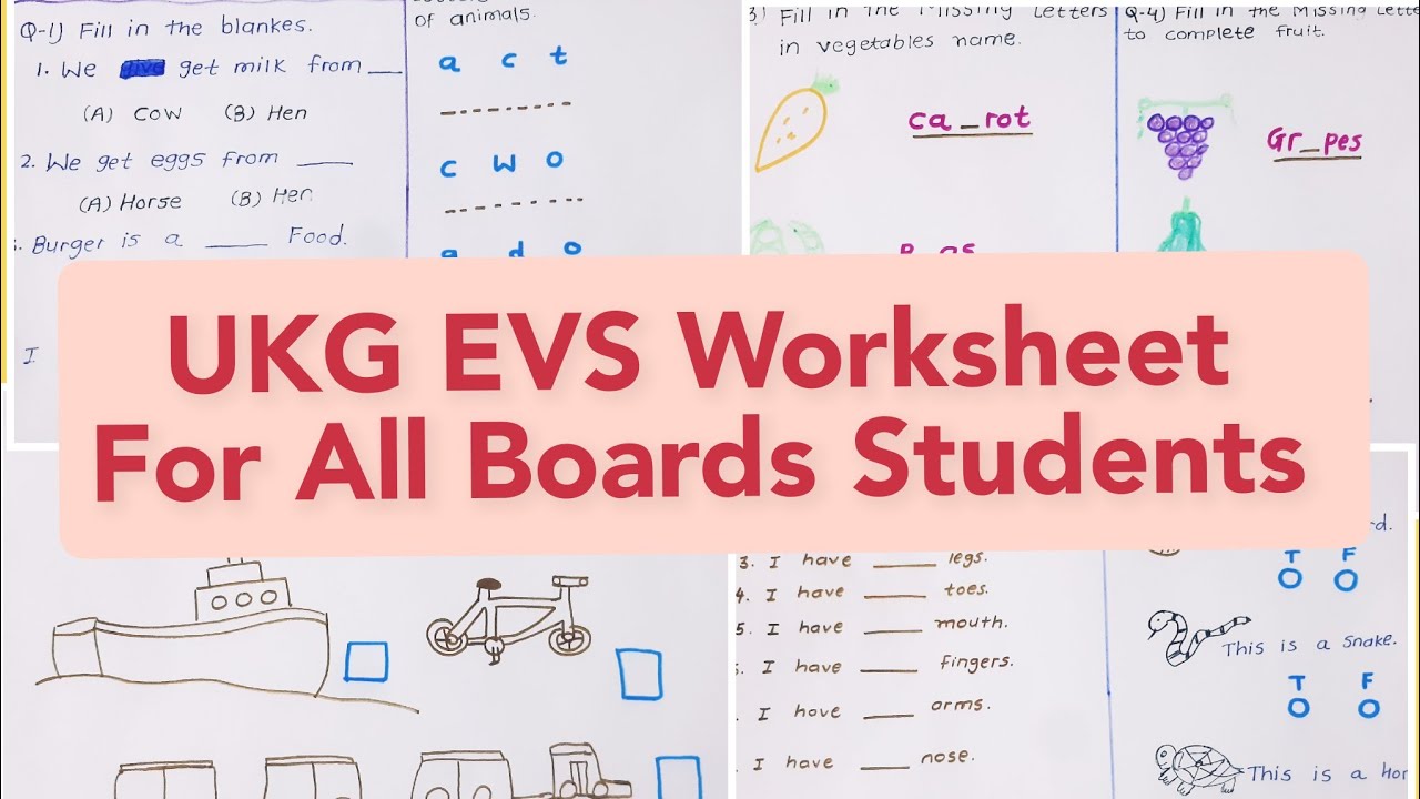 UKG EVS Worksheet/ UKG Class EVS Worksheet/EVS For UKG Class/UKG EVS ...