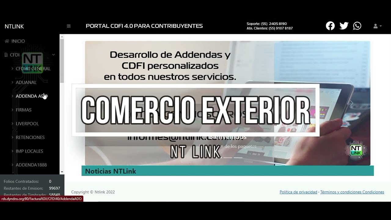 ¿Cómo elaborar un complemento de Comercio Exterior en el portal NTLink? #sat #cfdi #facturas # ...