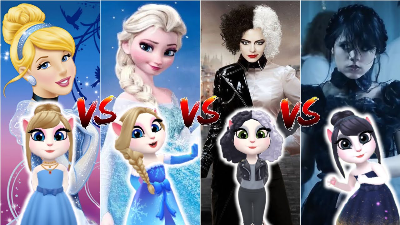 My Talking Angela 2 - Cosplay 🥰 Cinderella vs Frozen Elsa Vs Emma Stone ...